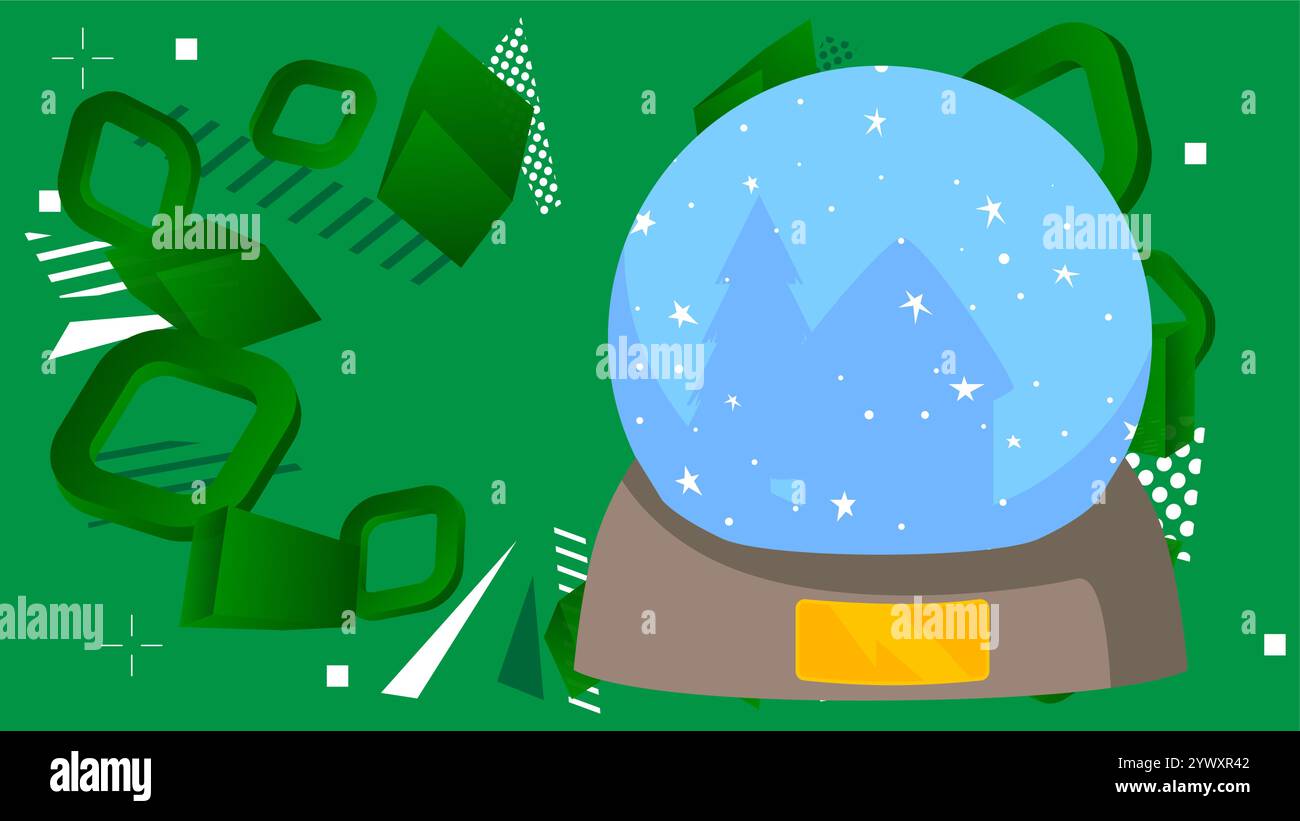 Snow Globe geometrical graphic retro theme background. Minimal ...