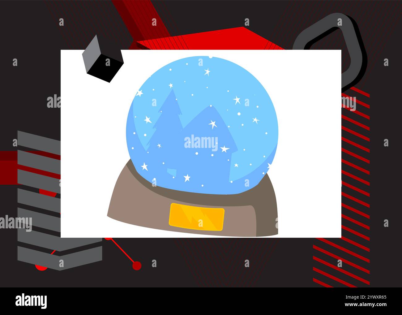 Snow Globe geometrical graphic retro theme background. Minimal ...