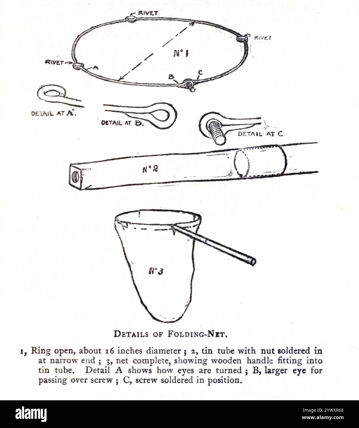 Details of folding net for catching butterflies from British ...