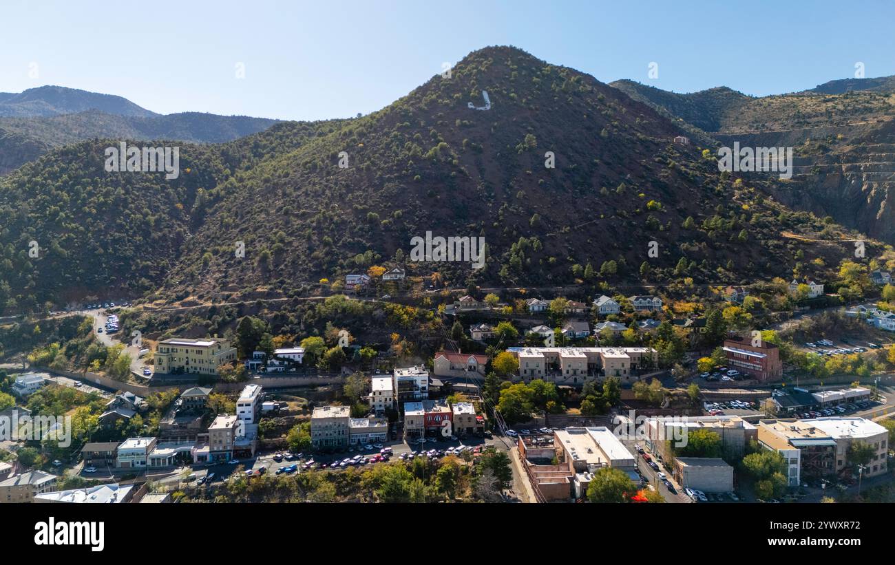 Aerial photograph of Jerome, Arizona, a former mining town, now a ...