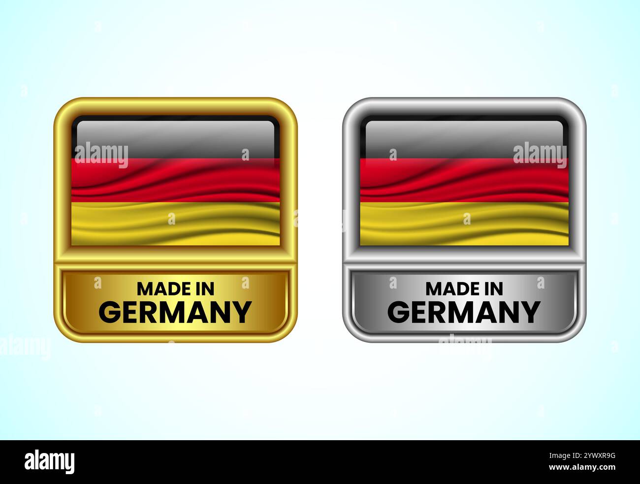 Made in Germany label icon in gold and silver color. Flag icon set for ...