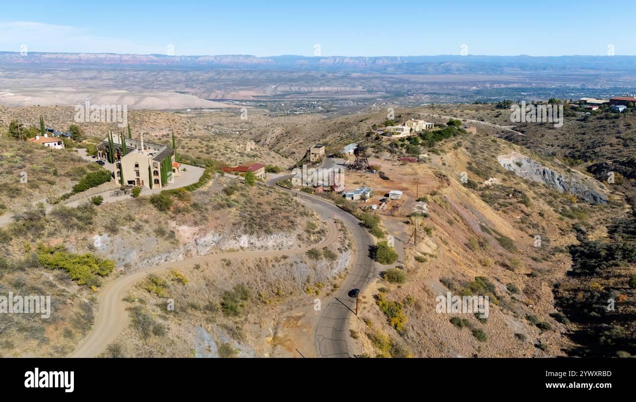 Aerial photograph of Jermone State Historic Park, the Douglas Mansion ...
