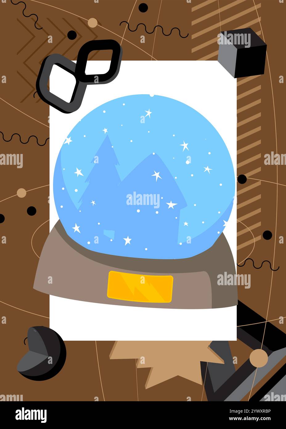 Snow Globe geometrical graphic retro theme background. Minimal ...