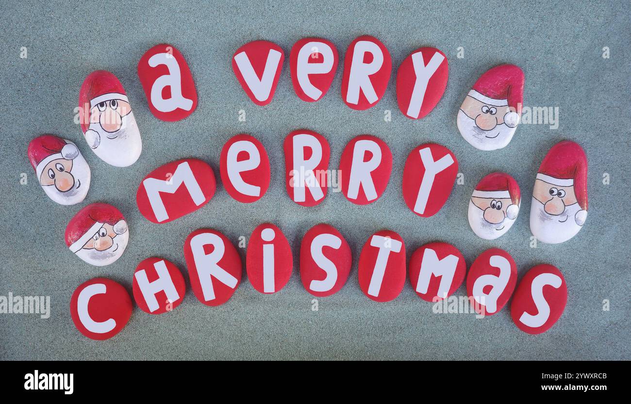 A Very Merry Christmas, creative message composed with hand painted red ...