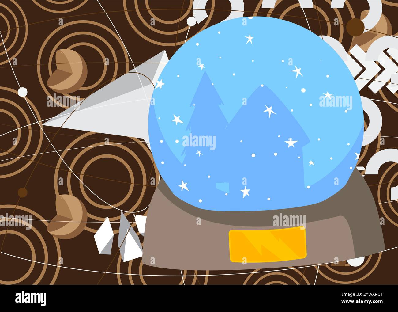 Snow Globe geometrical graphic retro theme background. Minimal ...