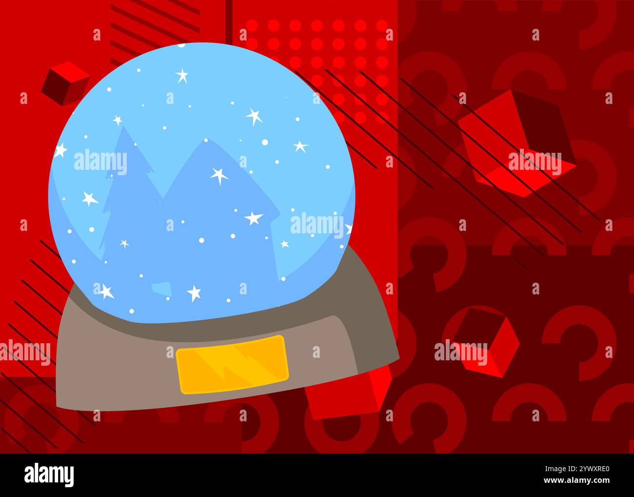 Snow Globe geometrical graphic retro theme background. Minimal ...