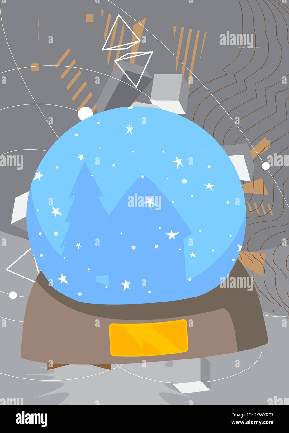 Snow Globe geometrical graphic retro theme background. Minimal ...