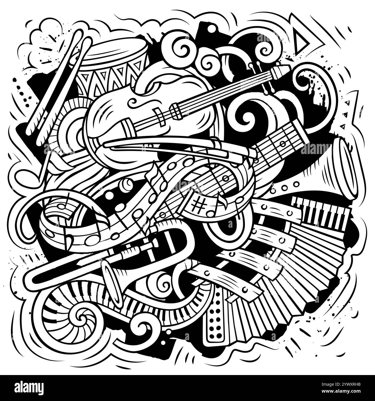 Cartoon vector doodles Classic music illustration. Sketchy, detailed ...