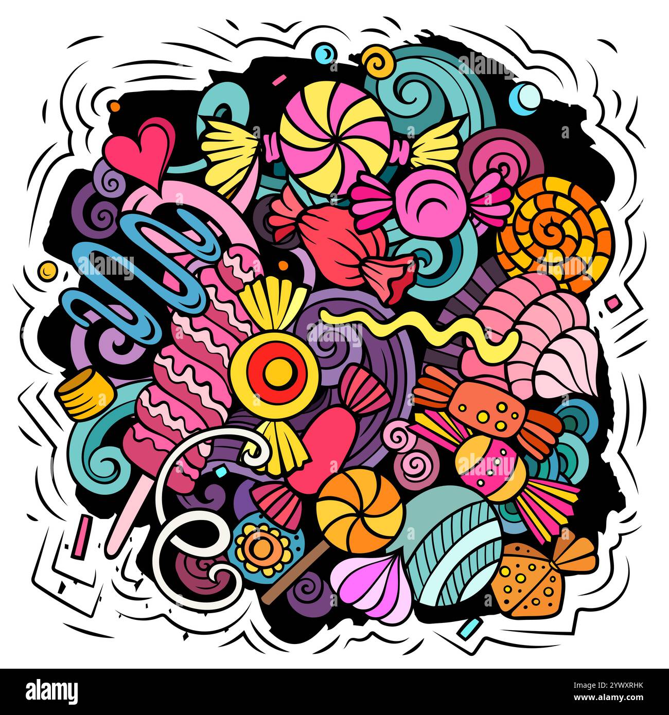 Sweet Candies cartoon vector doodle illustration Stock Vector Image ...