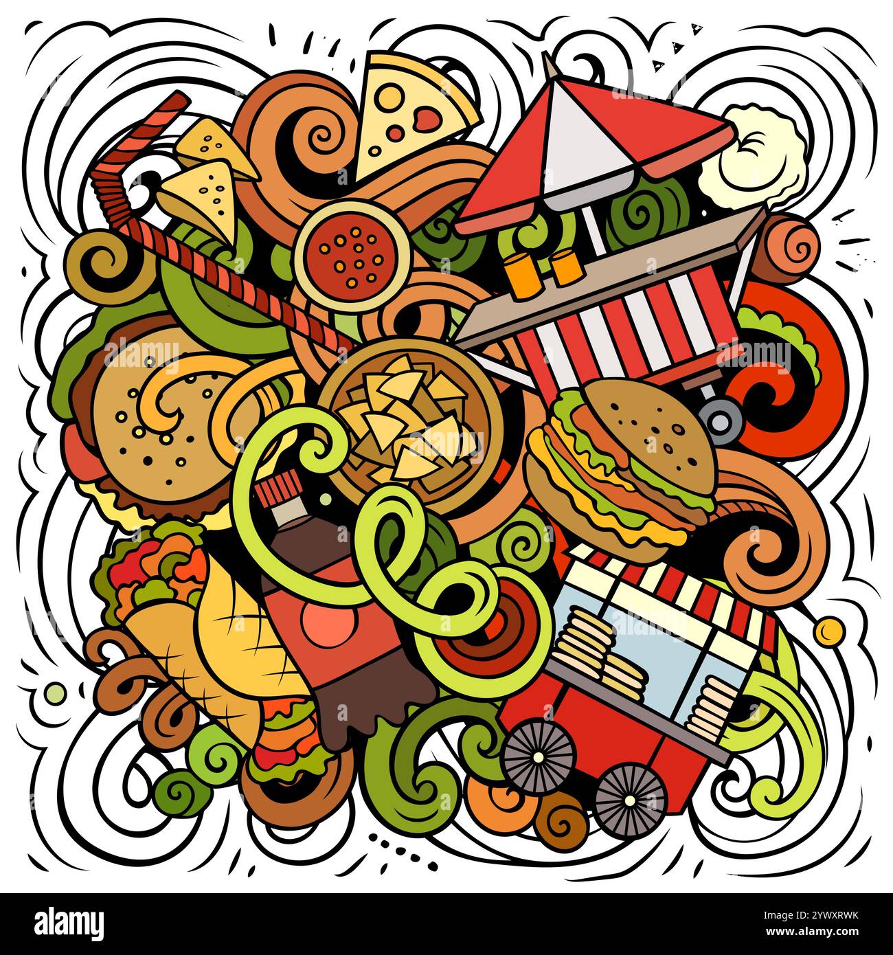 Fastfood hand drawn vector doodles illustration Stock Vector Image ...