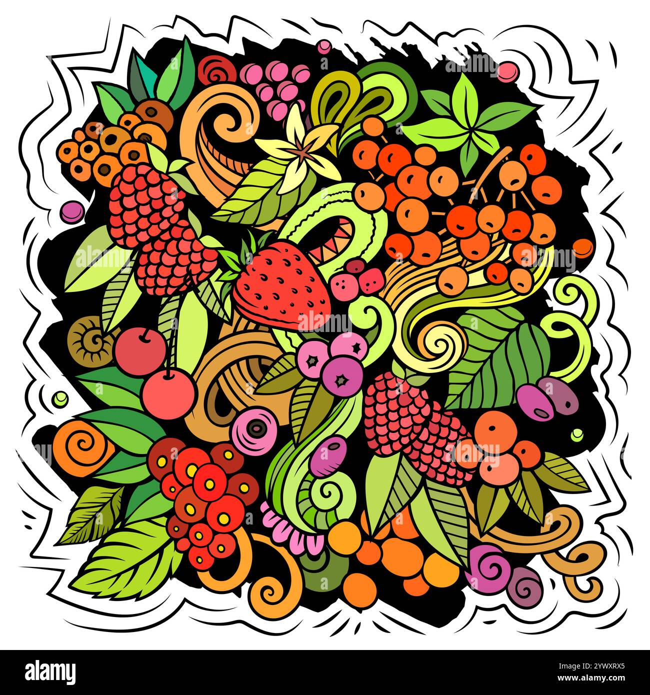 Berry Fruits cartoon vector doodles illustration Stock Vector Image ...