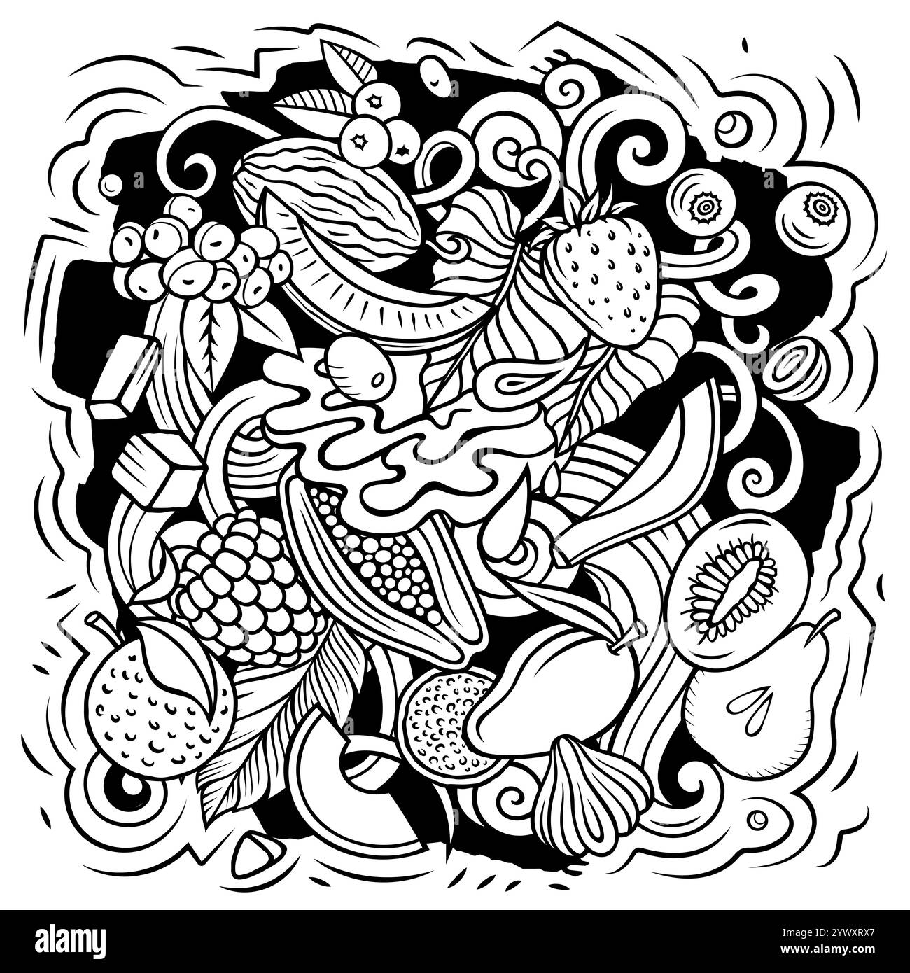 Fresh Fruits cartoon vector doodles illustration Stock Vector Image ...