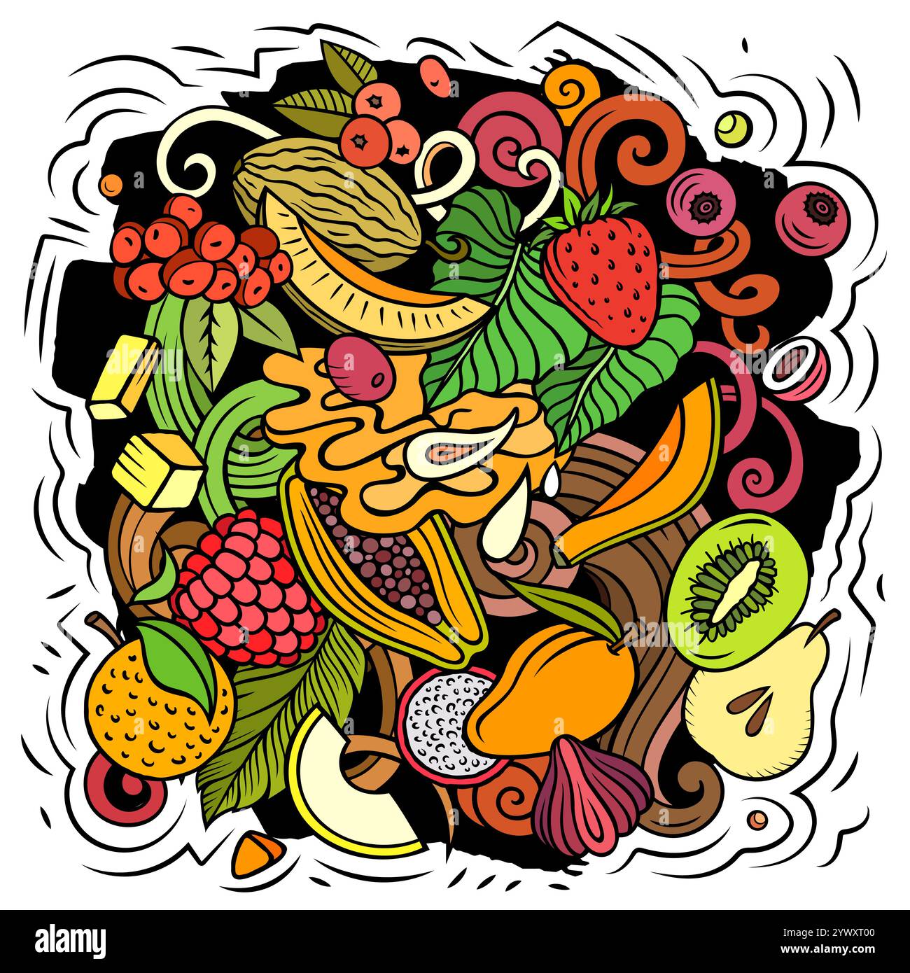 Fresh Fruits cartoon vector doodles illustration Stock Vector Image ...