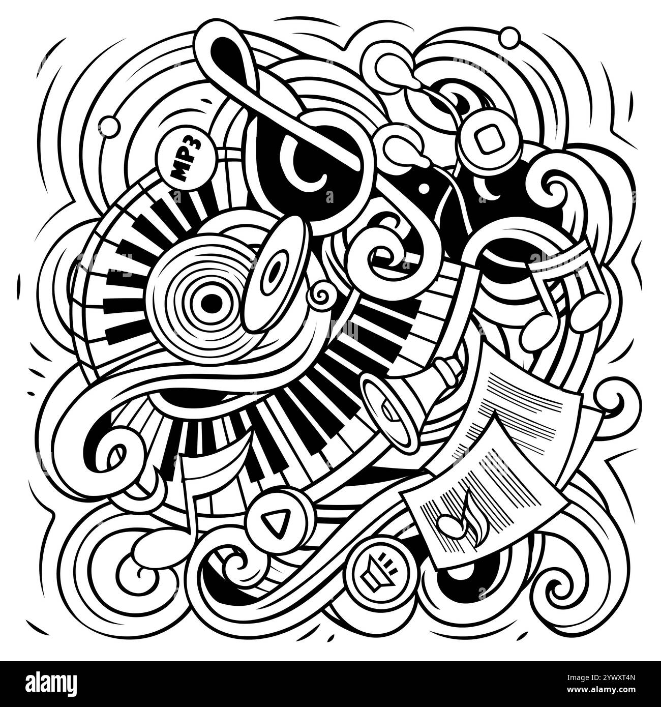 Music hand drawn vector doodles illustration. Musical poster design ...
