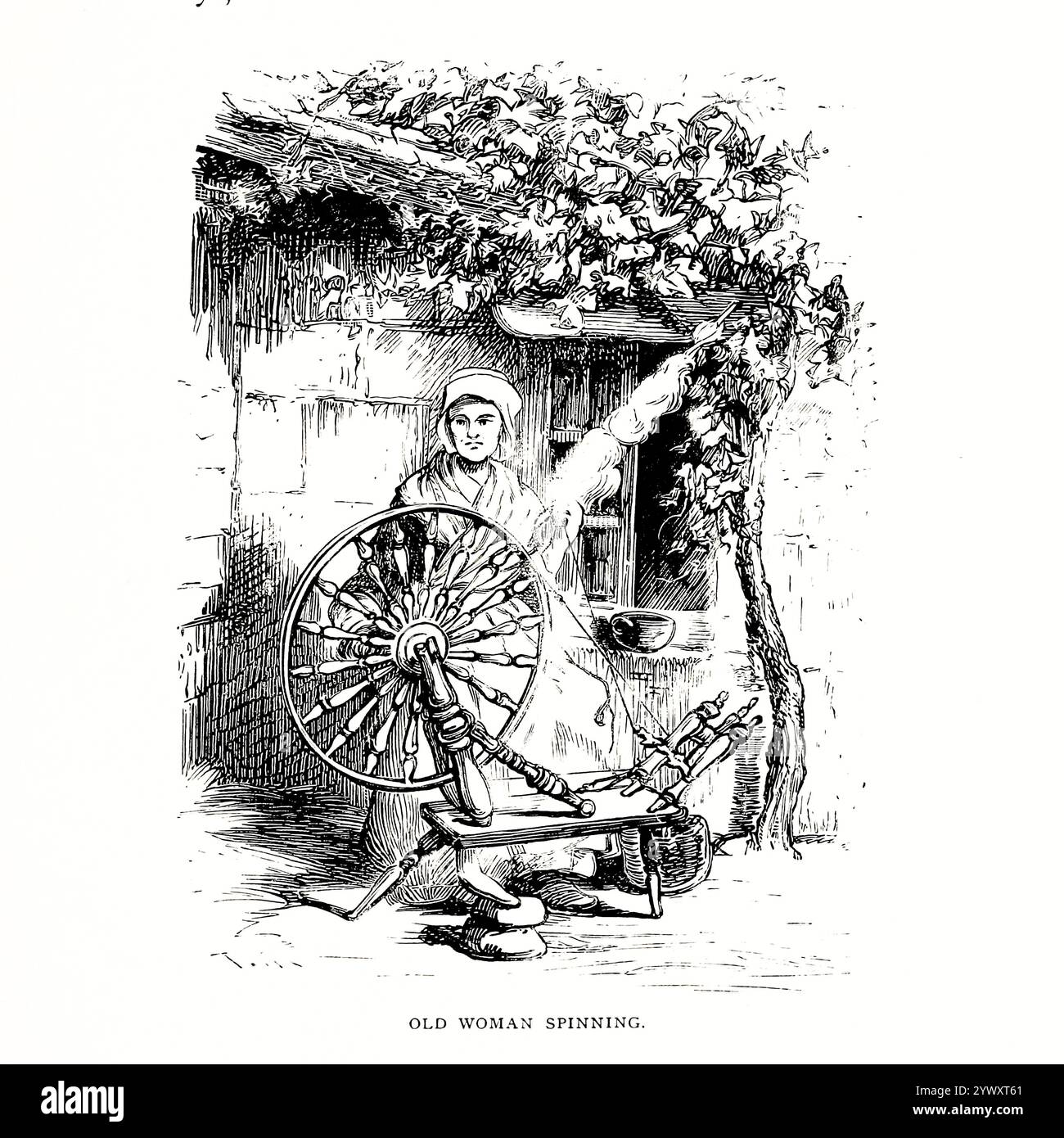 Old woman Spinning from Normandy and Brittany illustration by Randolph ...