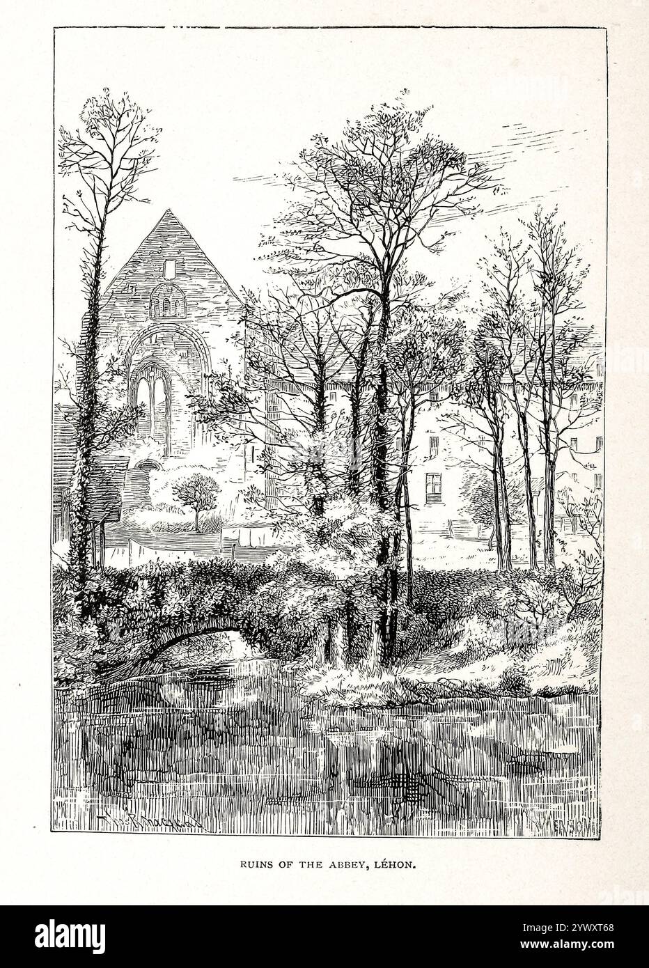 Ruins of the Abbey, Lehon from Normandy and Brittany illustration by ...