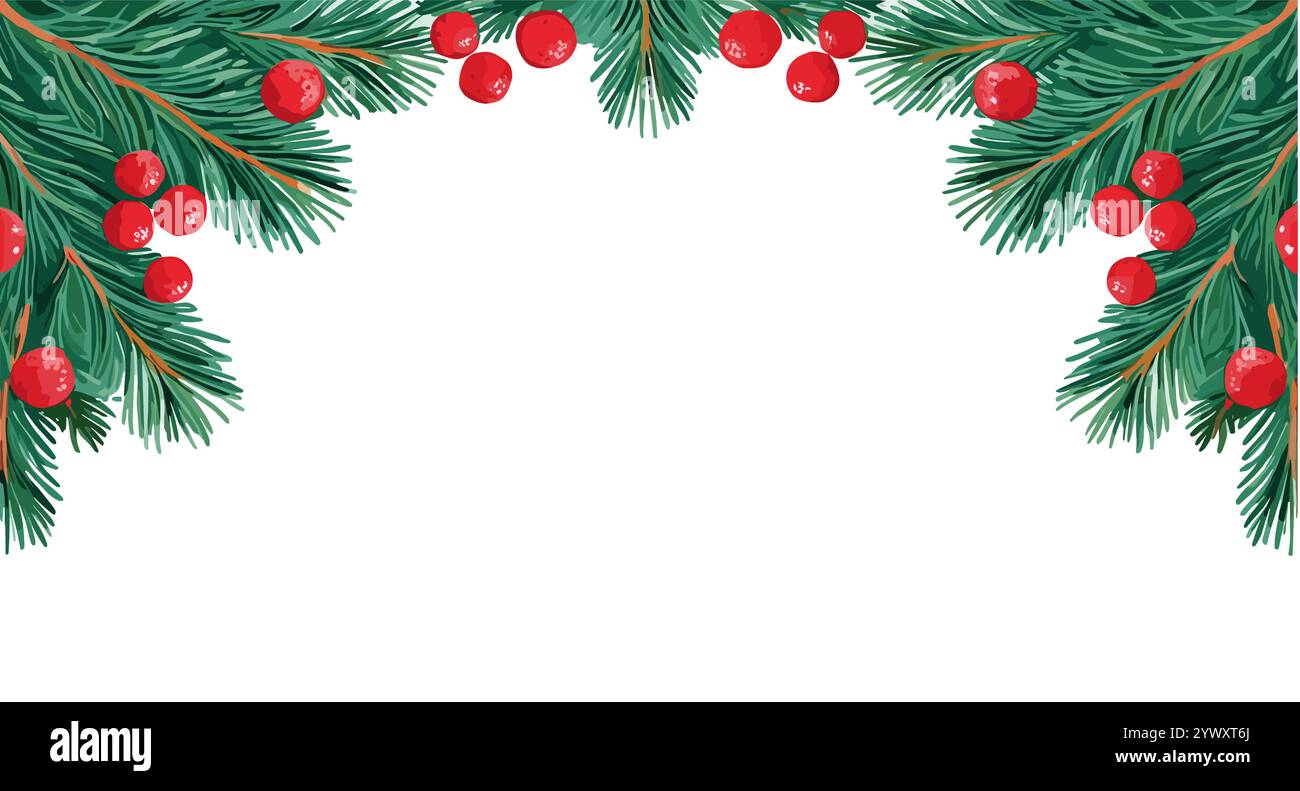 Christmas corner, border frame with winter fir Stock Vector Image & Art ...