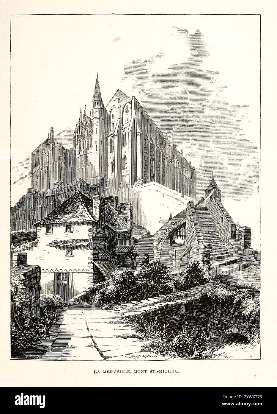 La Merveille, Mont St. Michel from Normandy and Brittany illustration ...