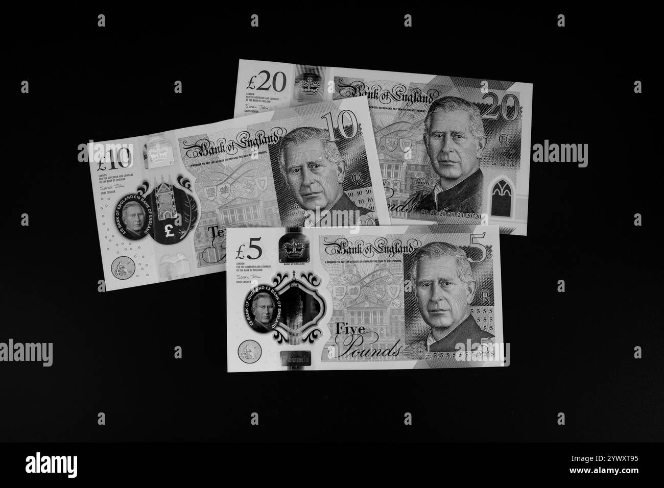 British polymer banknotes Black and White Stock Photos & Images - Alamy