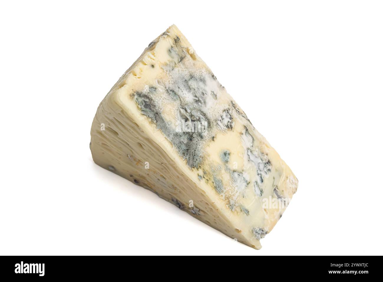 A wedge of full fat soft blue cheese isolated on white Stock Photo - Alamy