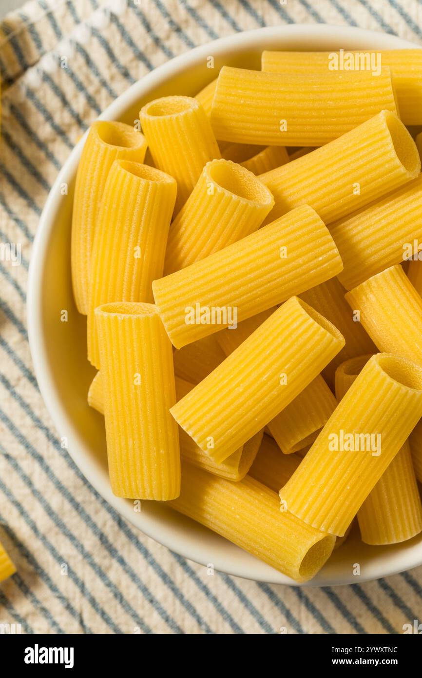 Organic Dry Raw Rigatoni Pasta Ready to Cook Stock Photo - Alamy