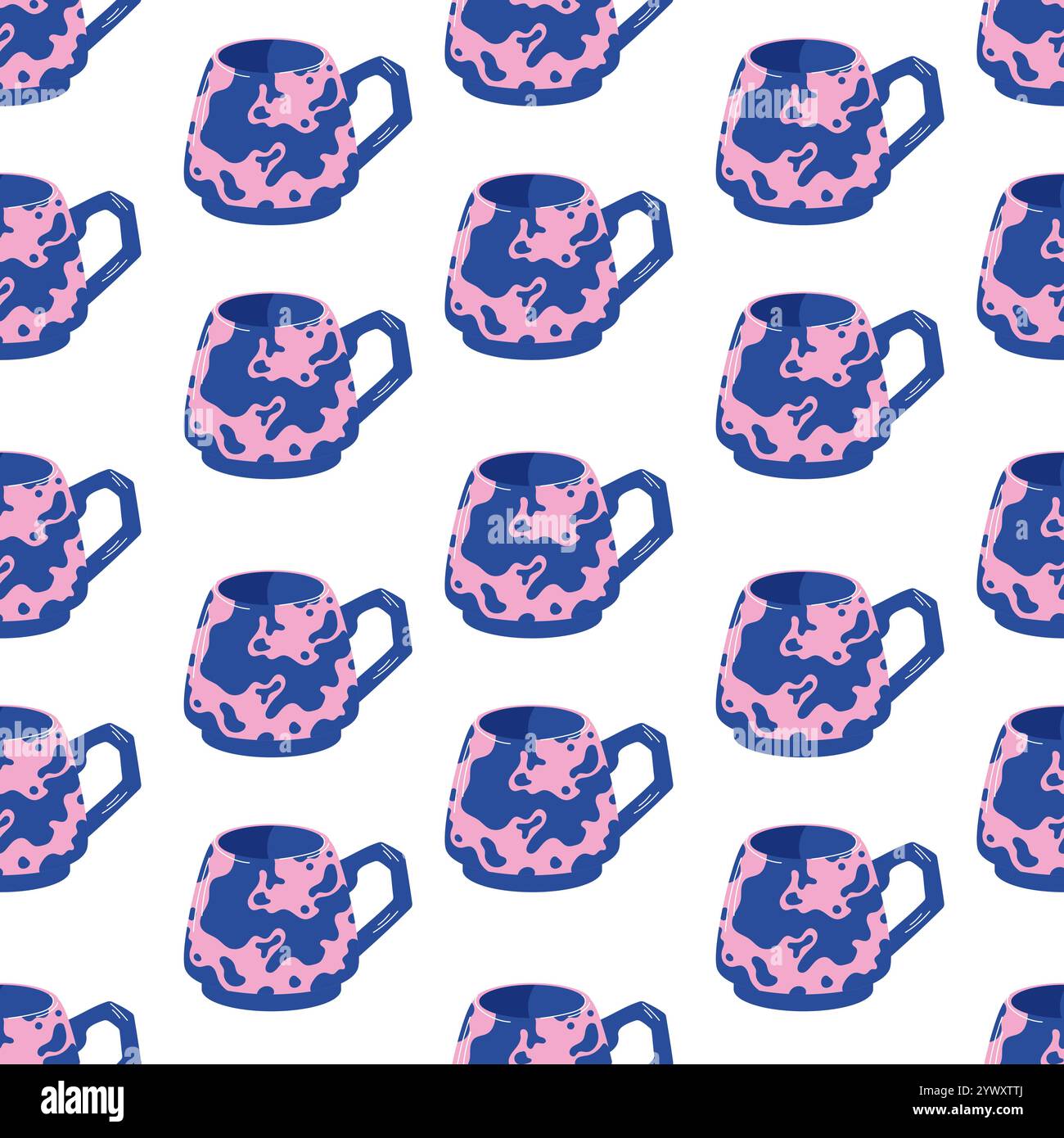 Seamless pattern with abstract mug in flat style. Background texture ...