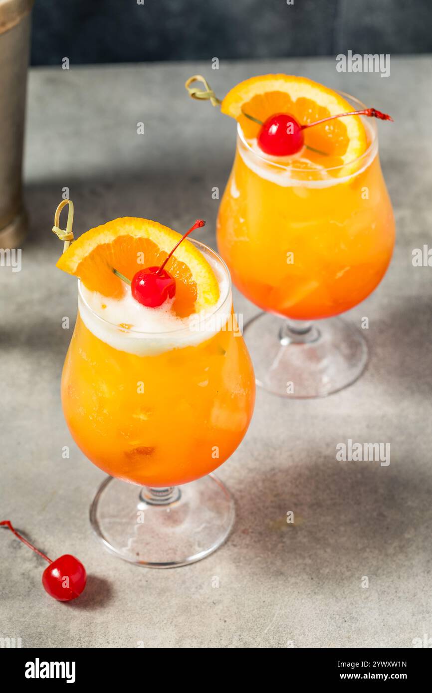 Boozy Refreshing Tokyo Sunset Cocktail with Rum and Orange Juice Stock ...