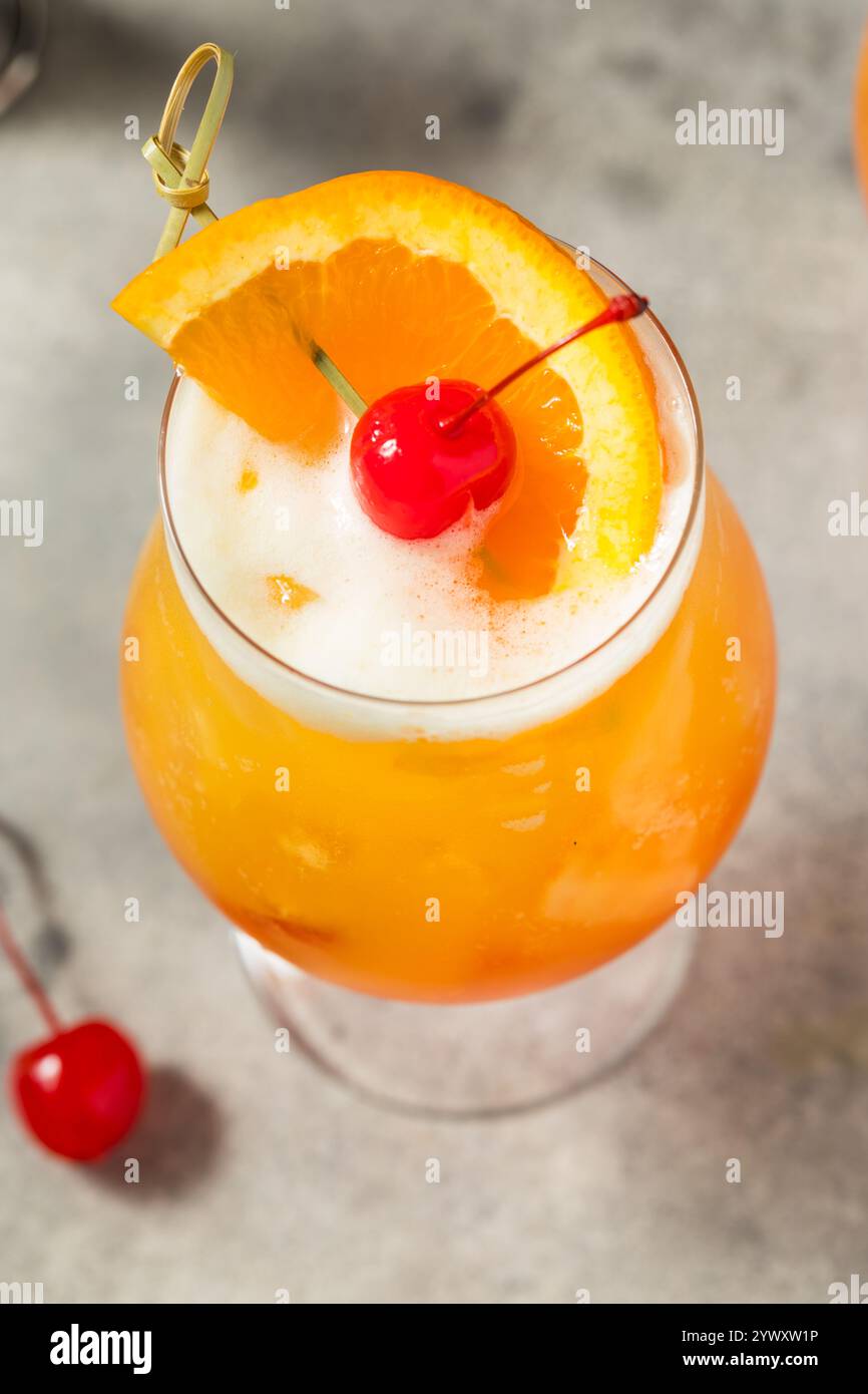 Boozy Refreshing Tokyo Sunset Cocktail with Rum and Orange Juice Stock ...