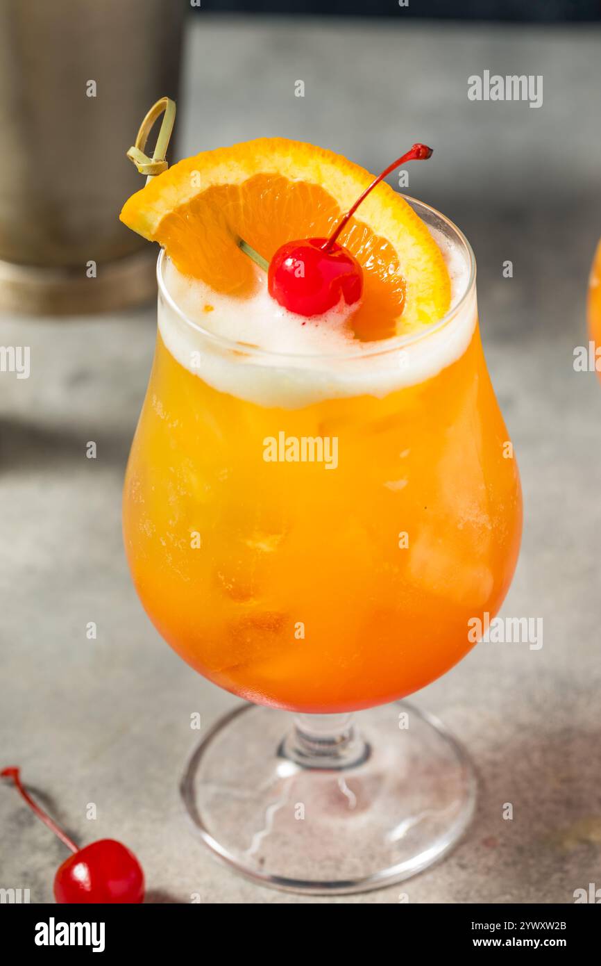 Boozy Refreshing Tokyo Sunset Cocktail with Rum and Orange Juice Stock ...