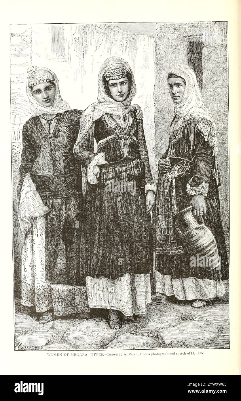 WOMEN OF MEGARA Drawn by A. Rixen , from THE WEST ARYANS / The Greeks ...