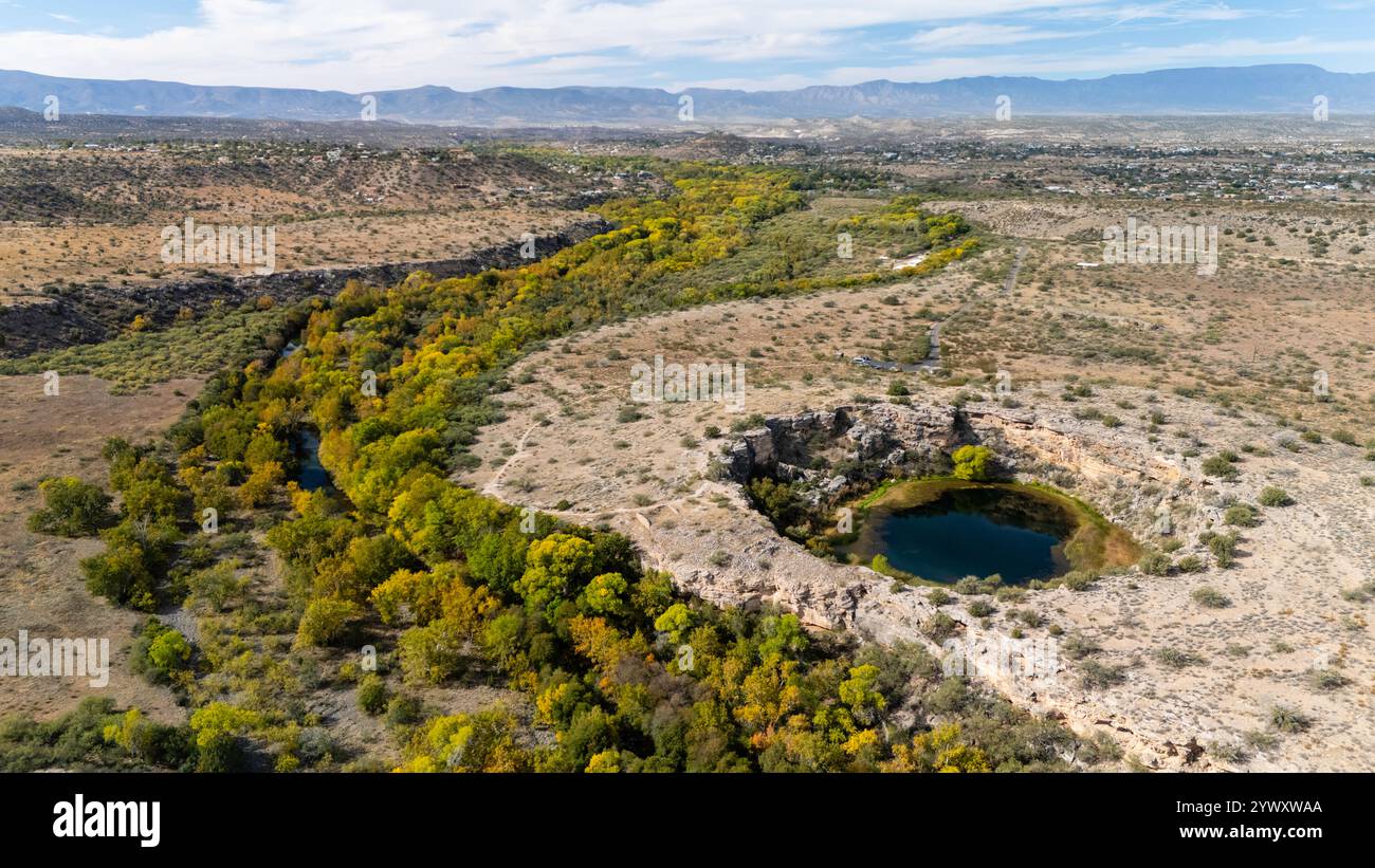 Aerial photograph of Montezuma Well, Montezuma Castle National Monument ...