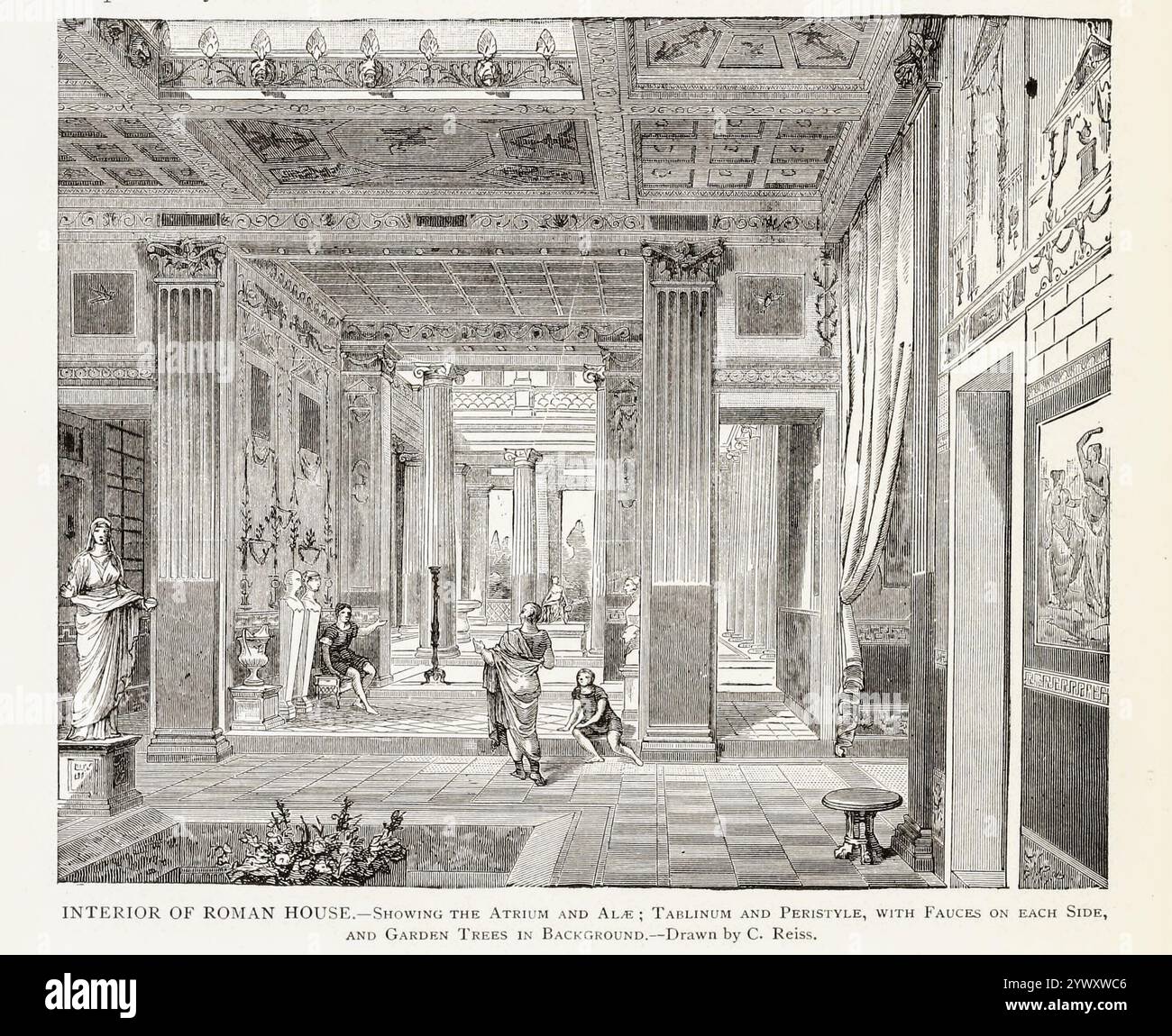 Interior of a Roman House Showing the Atrium and Alae, Tablinum and ...