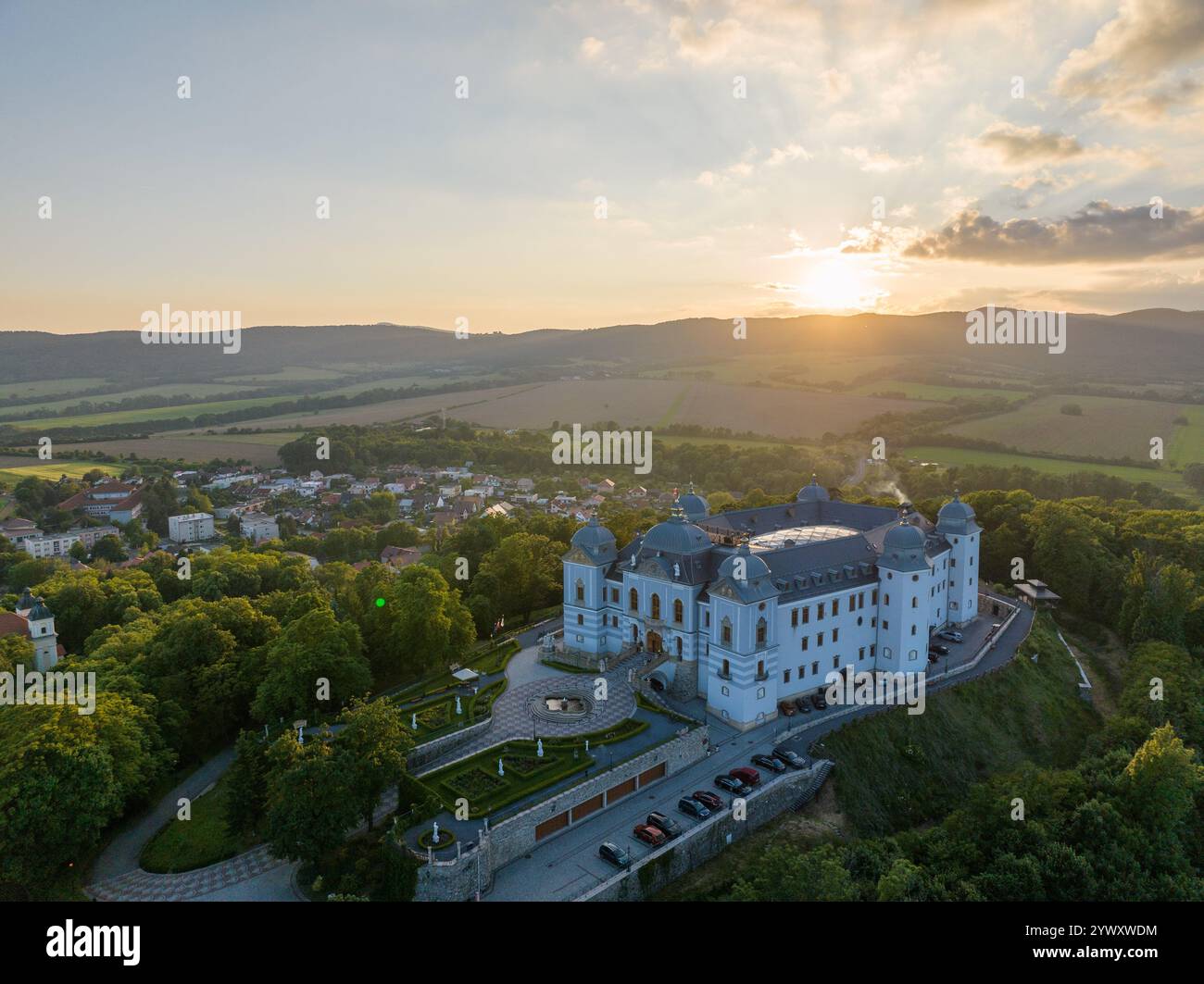 Aerial view of Halic Castle in the village of Halic in Slovakia ...