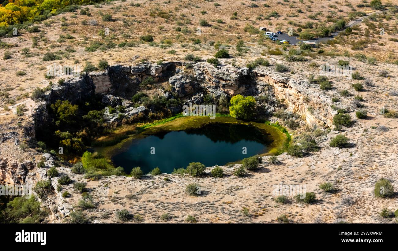 Aerial photograph of Montezuma Well, Montezuma Castle National Monument ...