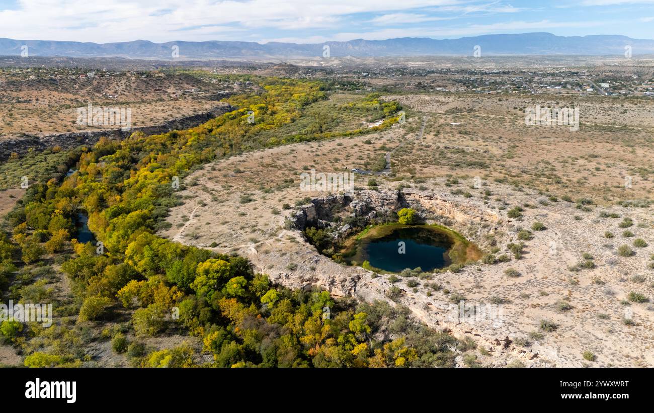 Aerial photograph of Montezuma Well, Montezuma Castle National Monument ...