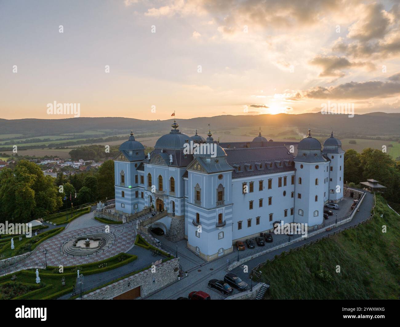 Aerial view of Halic Castle in the village of Halic in Slovakia ...