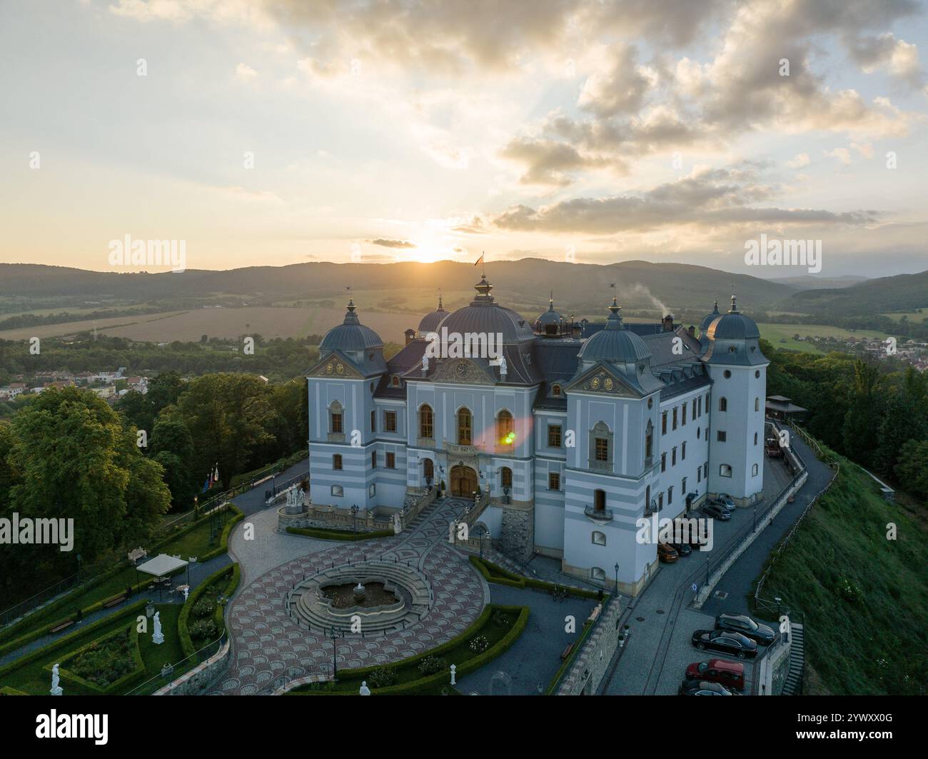 Aerial view of Halic Castle in the village of Halic in Slovakia ...
