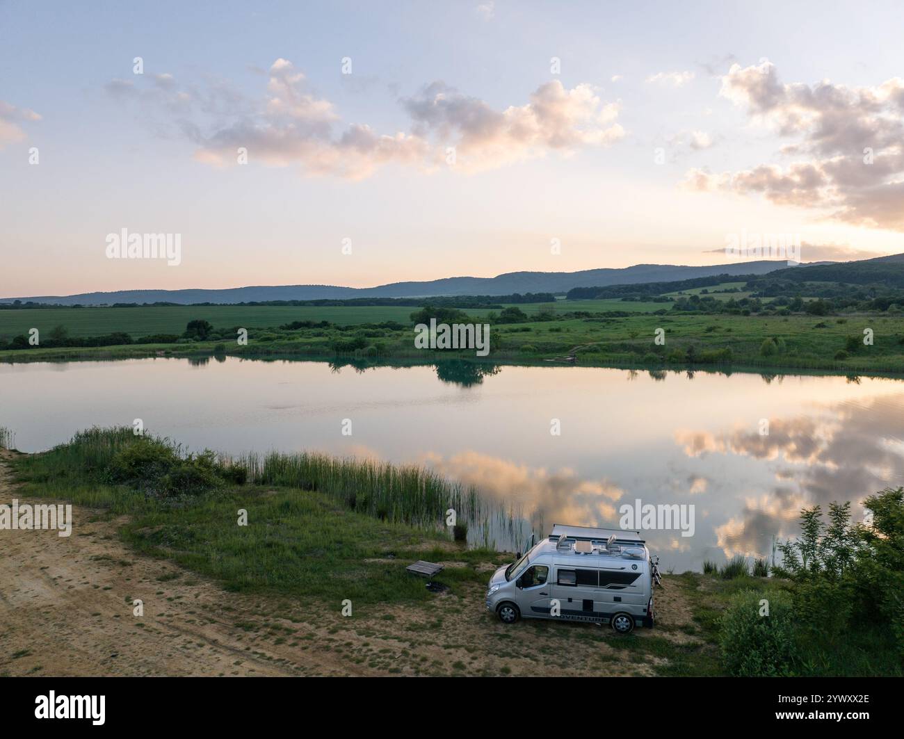 Aerial view of the lake near the village of Halic in Slovakia Stock ...