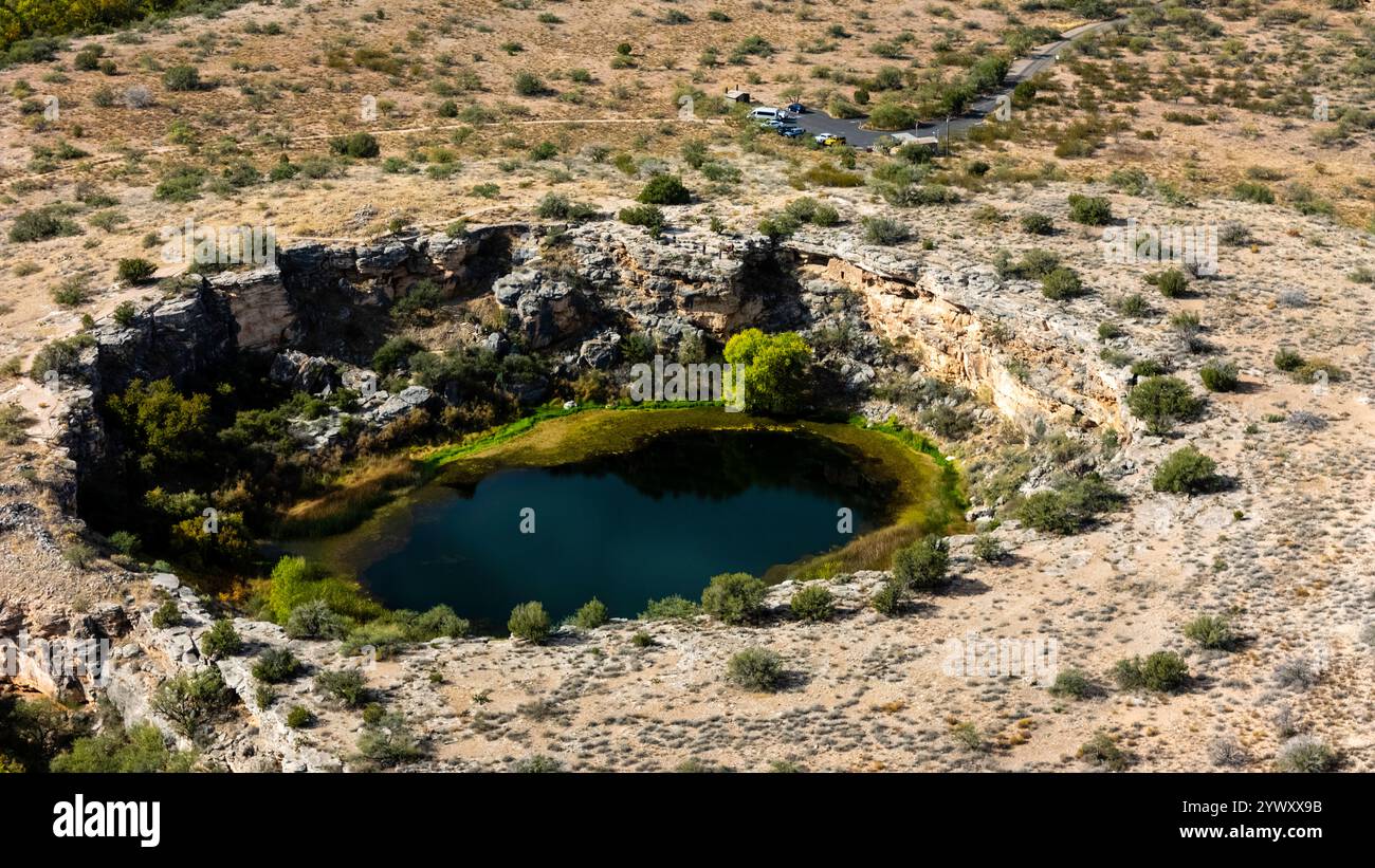 Aerial photograph of Montezuma Well, Montezuma Castle National Monument ...