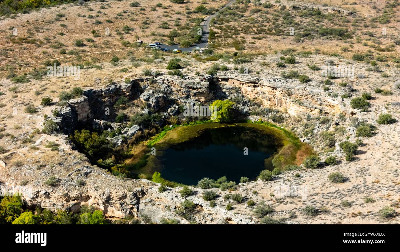 Aerial photograph of Montezuma Well, Montezuma Castle National Monument ...