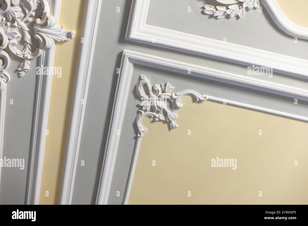 Luxury interior design elements. Classic ceiling moulding, vintage ...