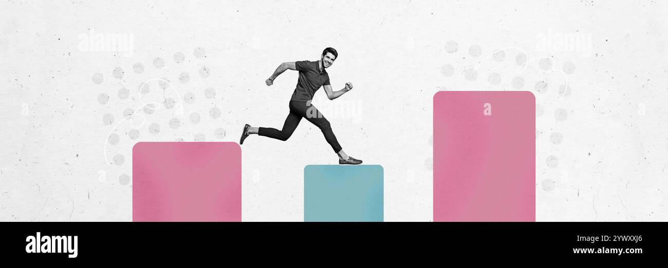 Composite panoramic art 3d creative image collage of happy businessman ...