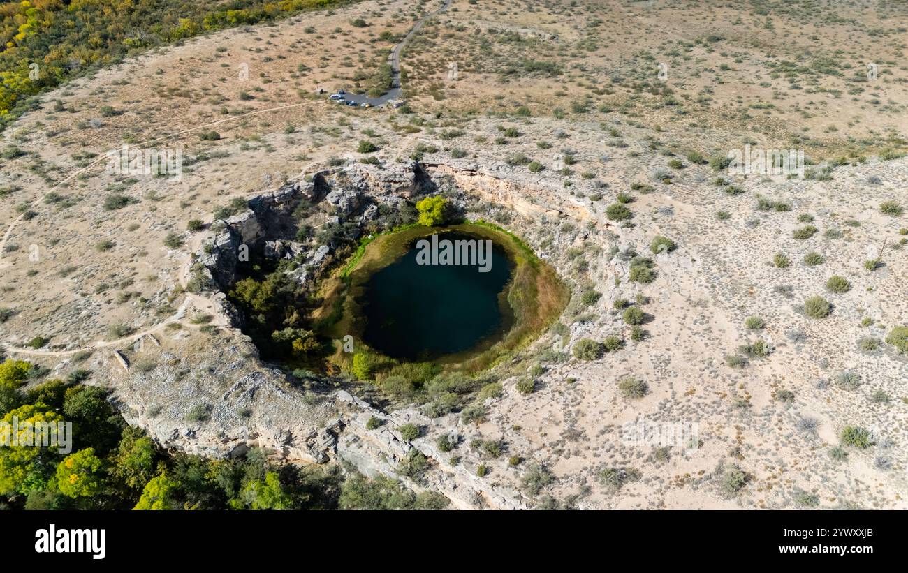 Aerial photograph of Montezuma Well, Montezuma Castle National Monument ...