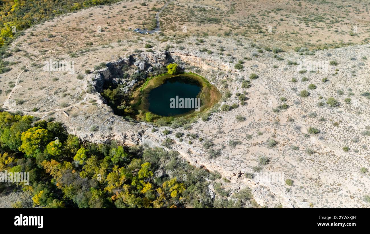 Aerial photograph of Montezuma Well, Montezuma Castle National Monument ...