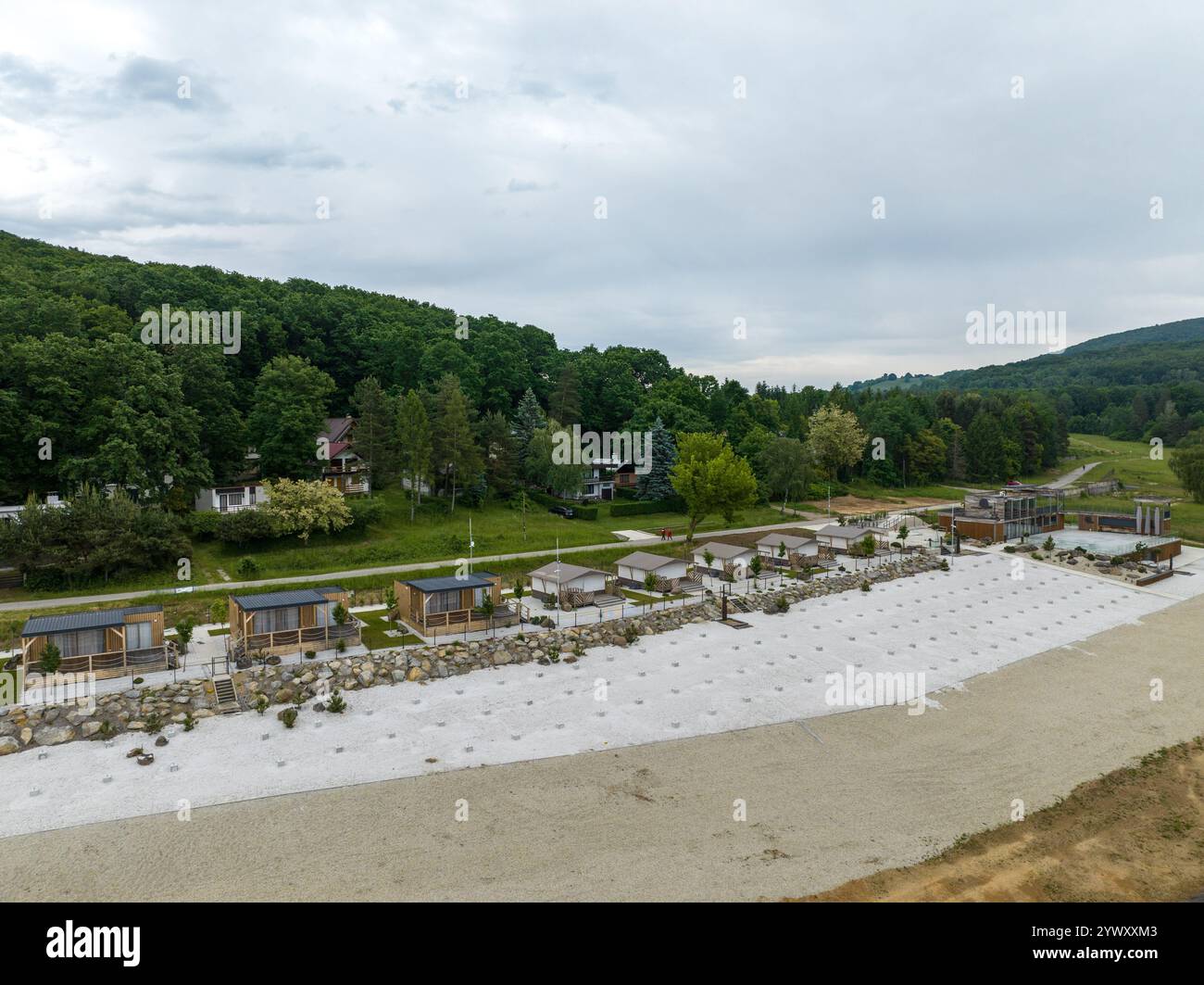 Aerial view of the recreation area near the Ruzina dam in Slovakia ...