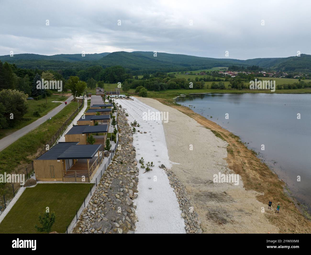 Aerial view of the recreation area near the Ruzina dam in Slovakia ...