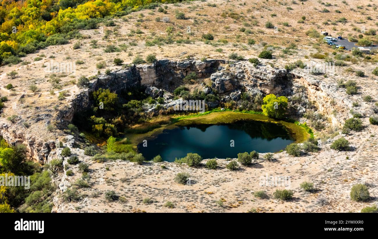 Aerial photograph of Montezuma Well, Montezuma Castle National Monument ...