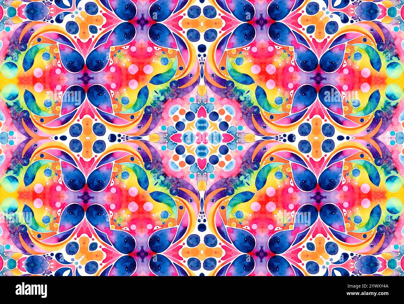 Watercolor background with bright colorful pattern for design Stock Photo - Alamy