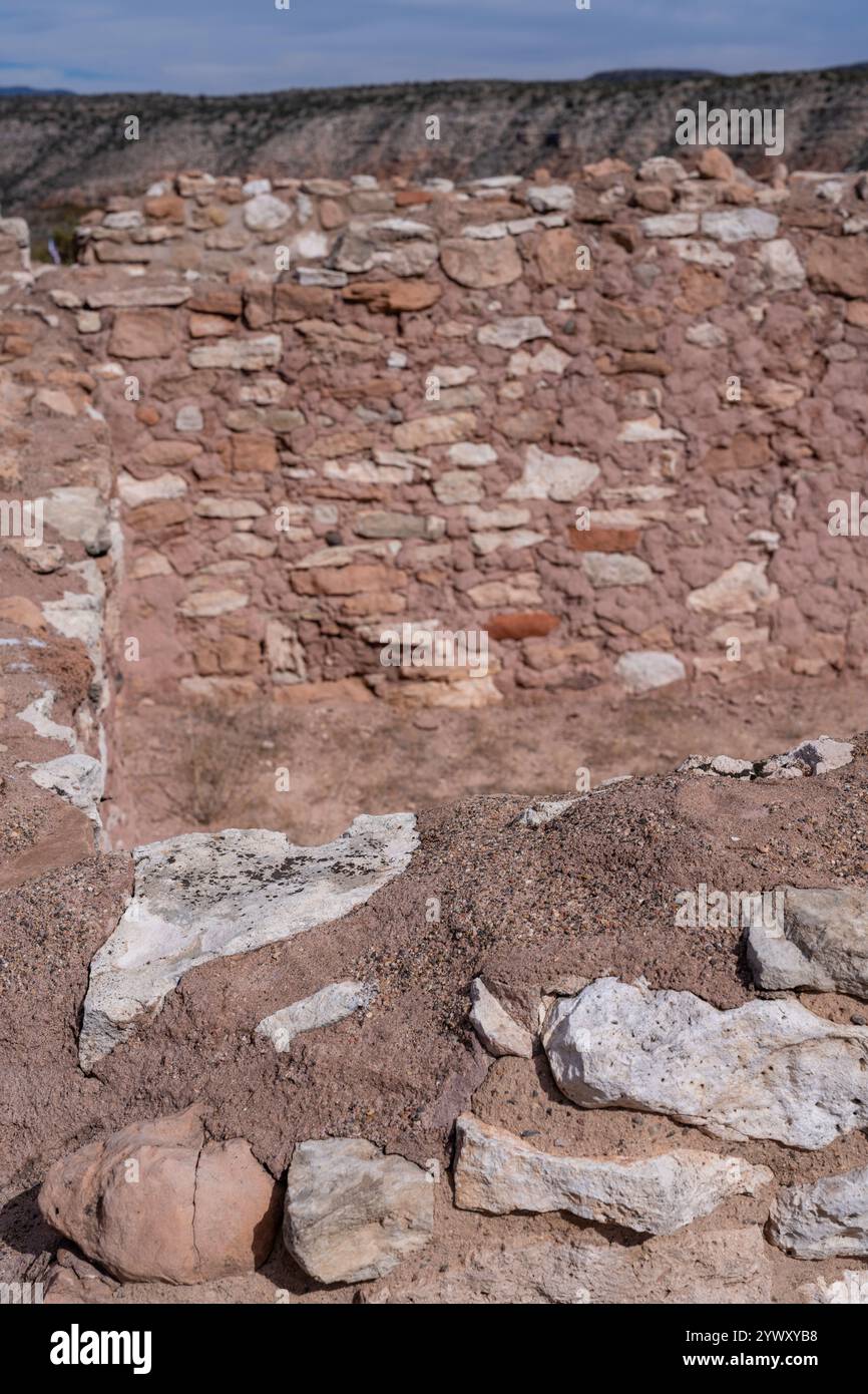 Photograph of a restored pueblo wall at Tuzigoot National Monument ...