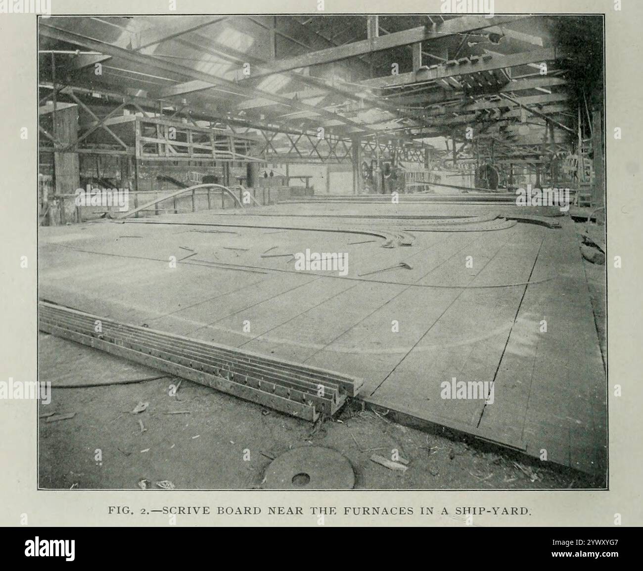 SCRIVE BOARD NEAR THE FURNACES IN A SHIP-YARD from the Article THE ...